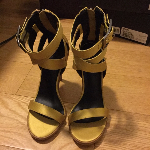Tibi | Shoes | Nib Tibi Mustard Yellow Strappy Heels Sz 37 | Poshmark